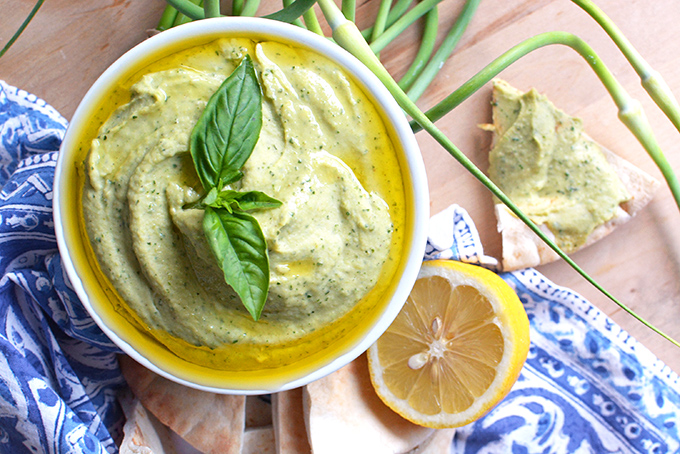 Roasted Garlic Scape White Bean Dip - Simple Seasonal