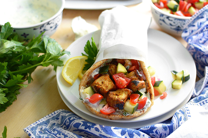 Grilled Chicken Shawarma Pitas - Simple Seasonal